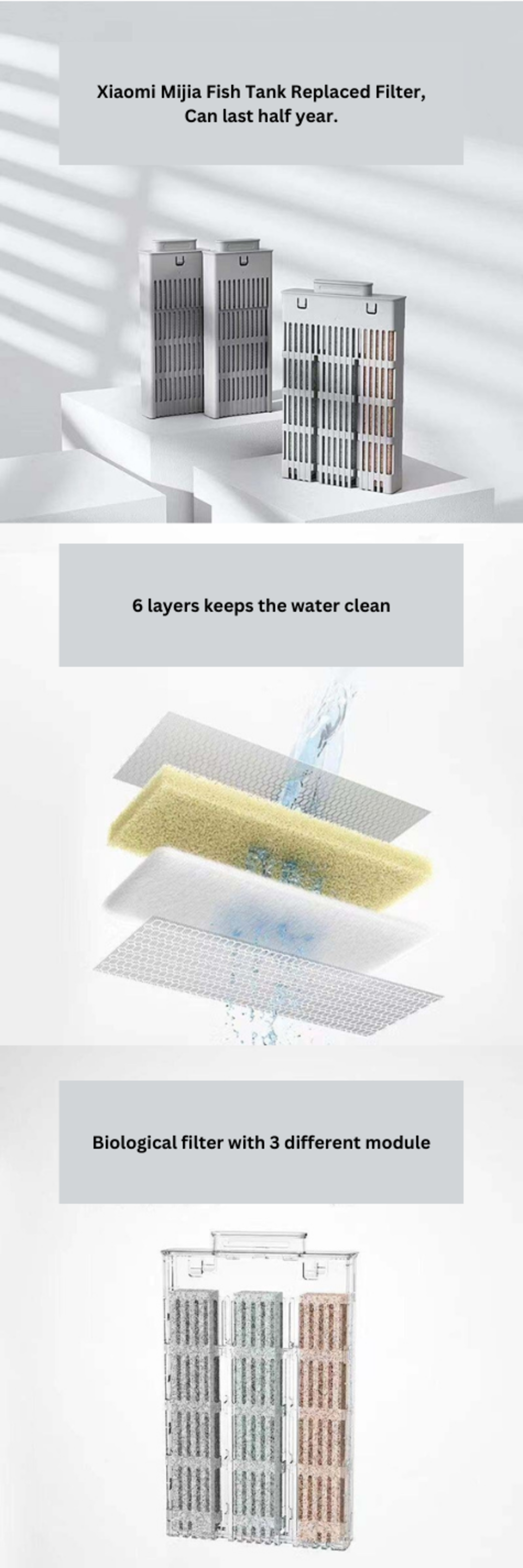 Xiaomi Mijia Smart Fish Tank Smart Replaced Filter 3Pcs Set